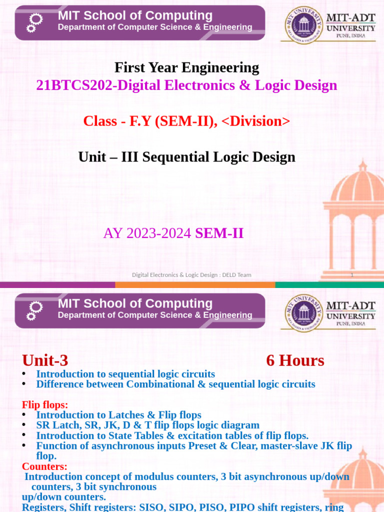UNIT - III - Part - 1 - SEQUENTIAL LOGIC DESIGN - FINAL | PDF | Electrical Circuits | Digital ...