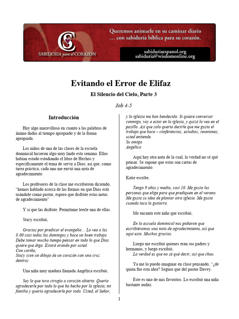 Consejos de Elifaz en Job: Palabras Desalentadoras | PDF | Libro de ...