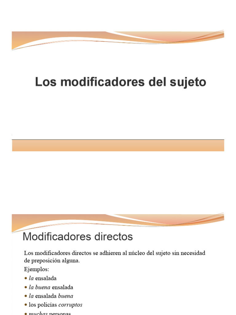 Modificadores Del Sujeto | PDF | Asunto (gramática)
