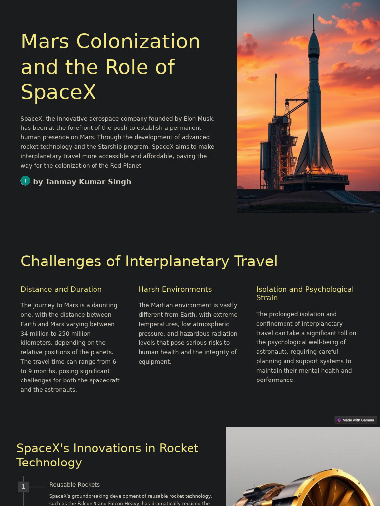 Mars Colonization and the Role of SpaceX | PDF | Interplanetary Spaceflight | Space X