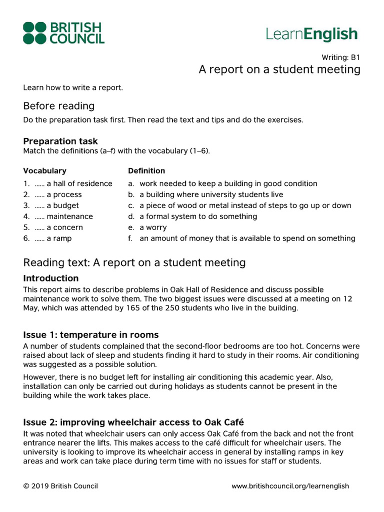 Writing A Report - British Council | PDF