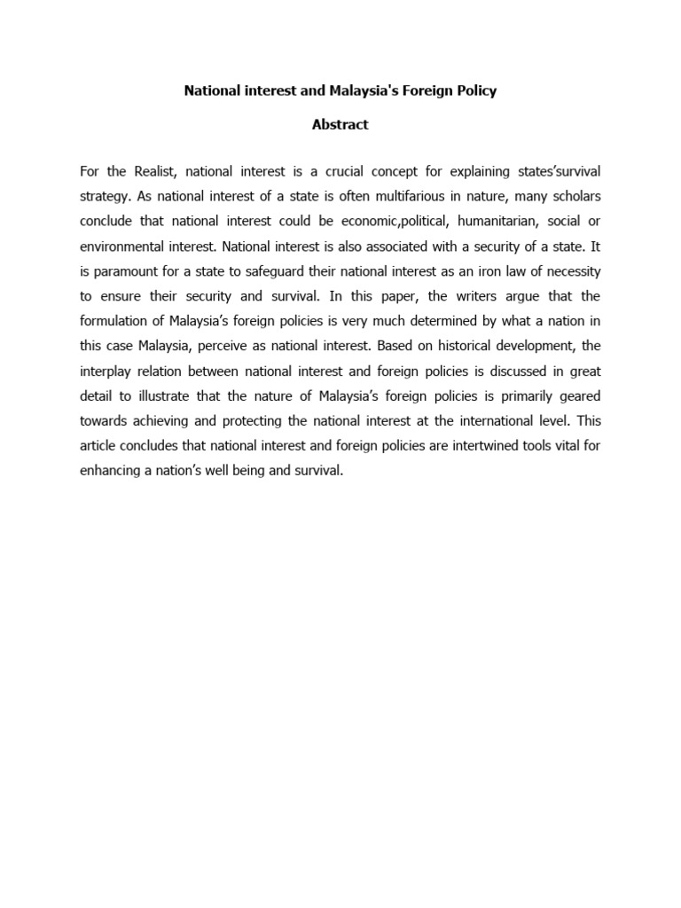 National Interest and Malaysia | PDF