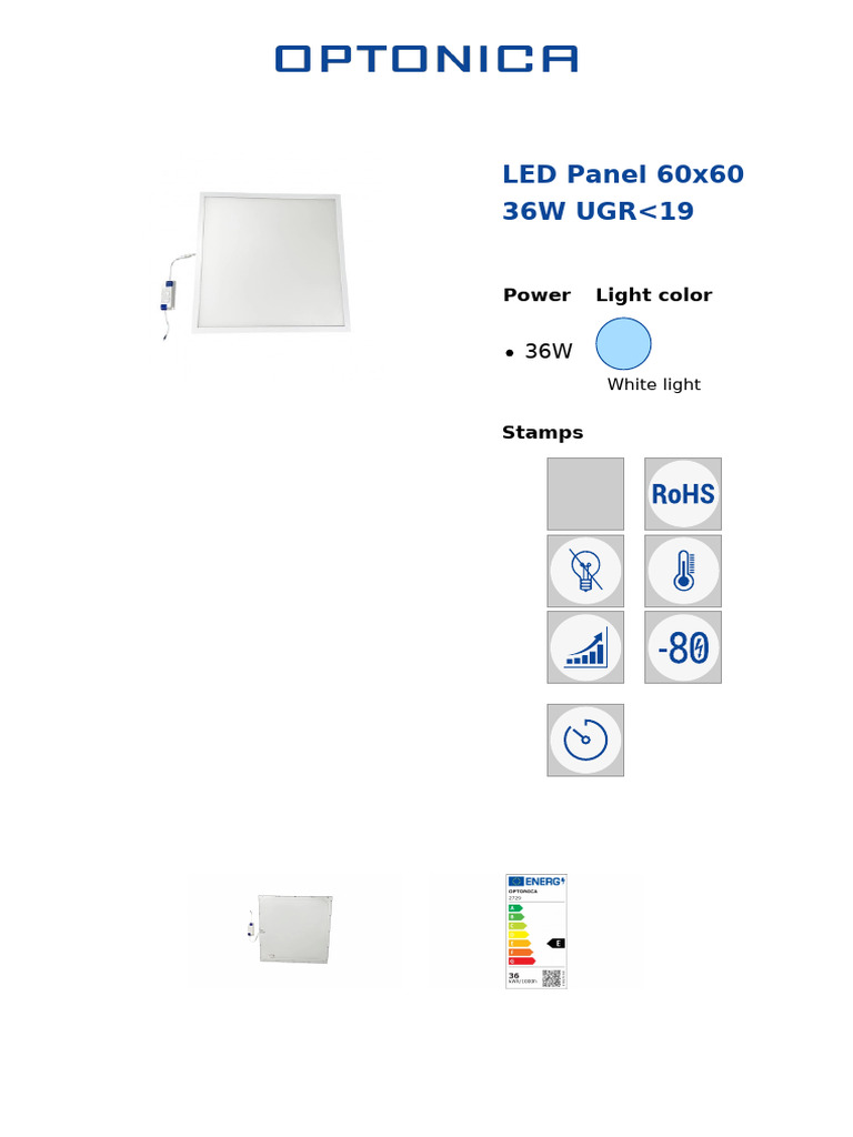 LED Panel 60x60 36W UGR - 19 | PDF