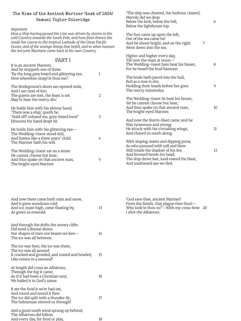 Ancient Mariner Section I | PDF