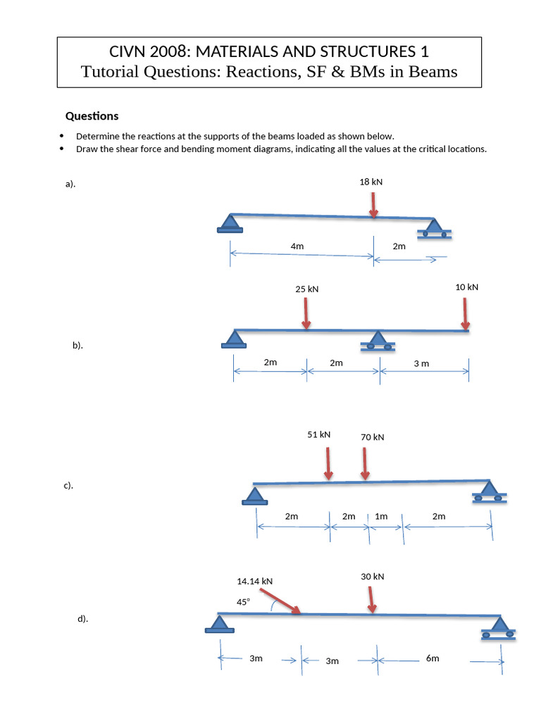 TS3 Tutorial Questions Wk4 - Analysis of Beams 2021 | PDF