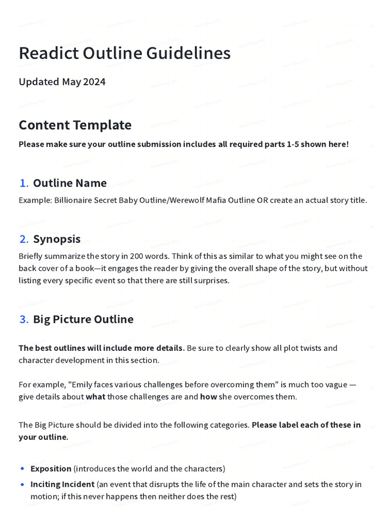 Readict+Outline+Guidelines+-+New_5 | PDF | Plot (Narrative)