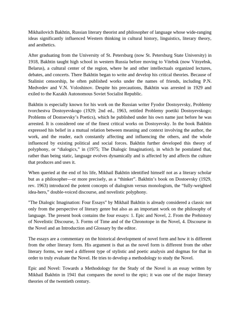 Mikhailovich Bakhtin | PDF | Genre | Linguistics