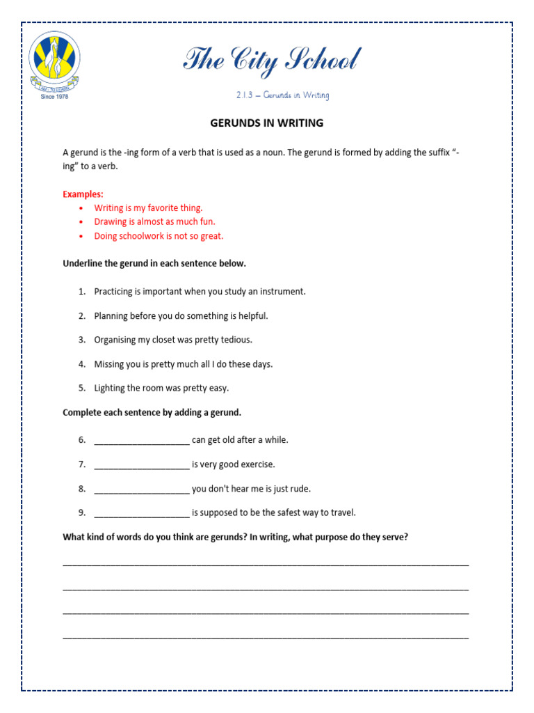 2.1.3 - Gerunds in Writing | PDF
