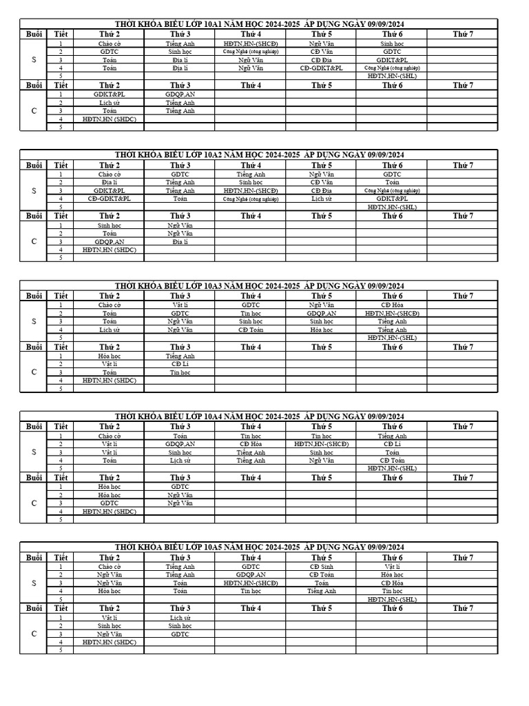 TKB L P Hoc Lan 2-Ap Dung Tu Ngay 9-9-2024 | PDF
