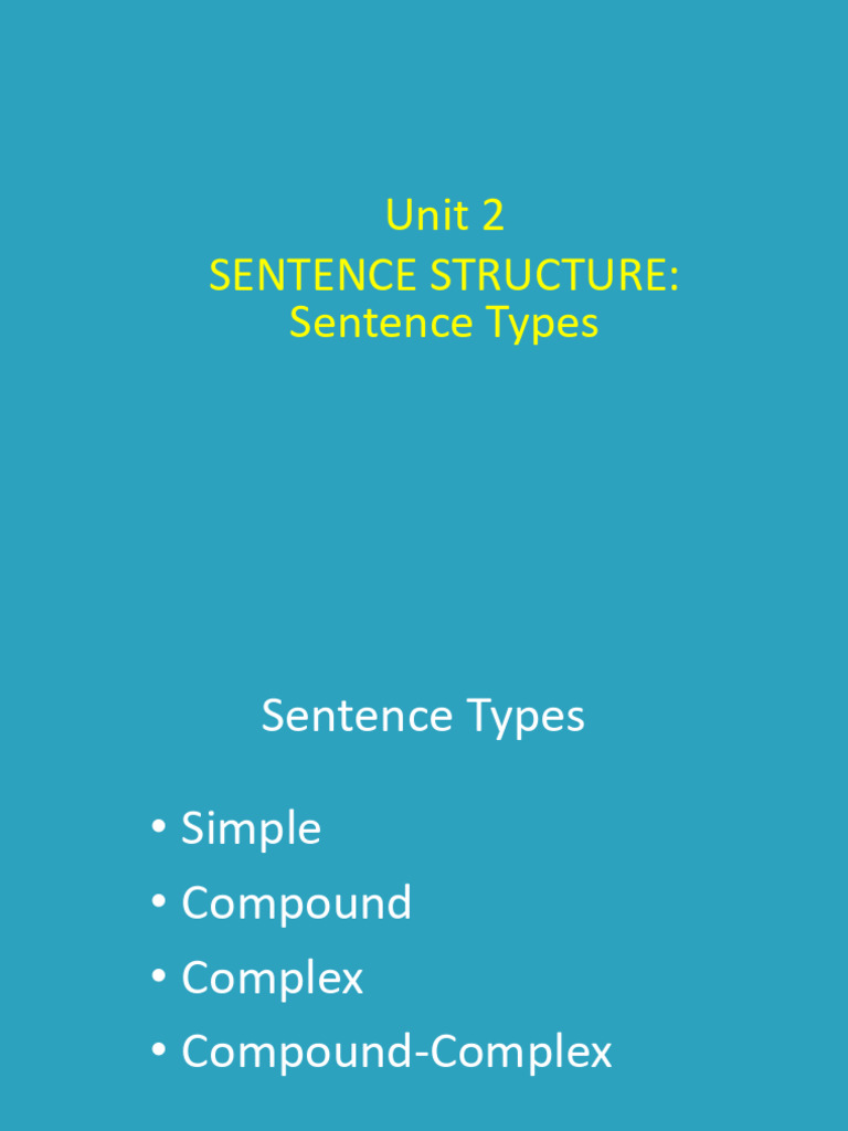 Unit 2 - Sentence Structure Types | PDF | Subject (Grammar) | Sentence (Linguistics)