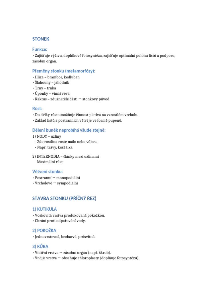 Anatomie Rostlin 3 | PDF