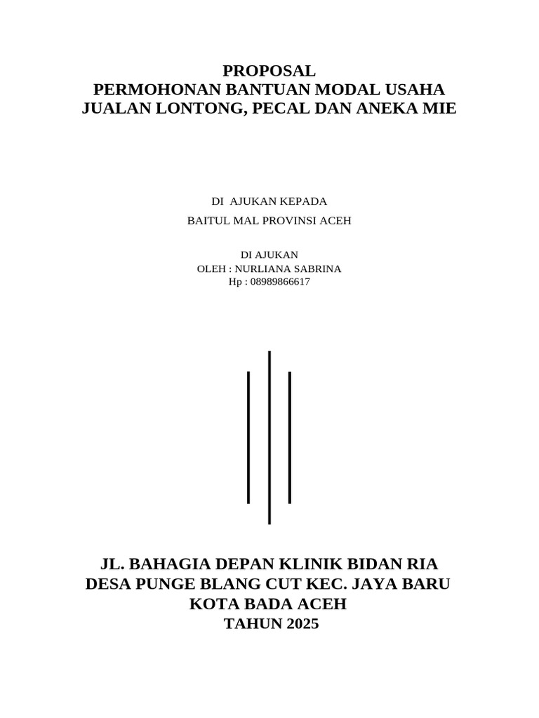 Proposal Permohonan Bantuan Modal Usaha Jualan Lontong, Pecal Dan Aneka ...