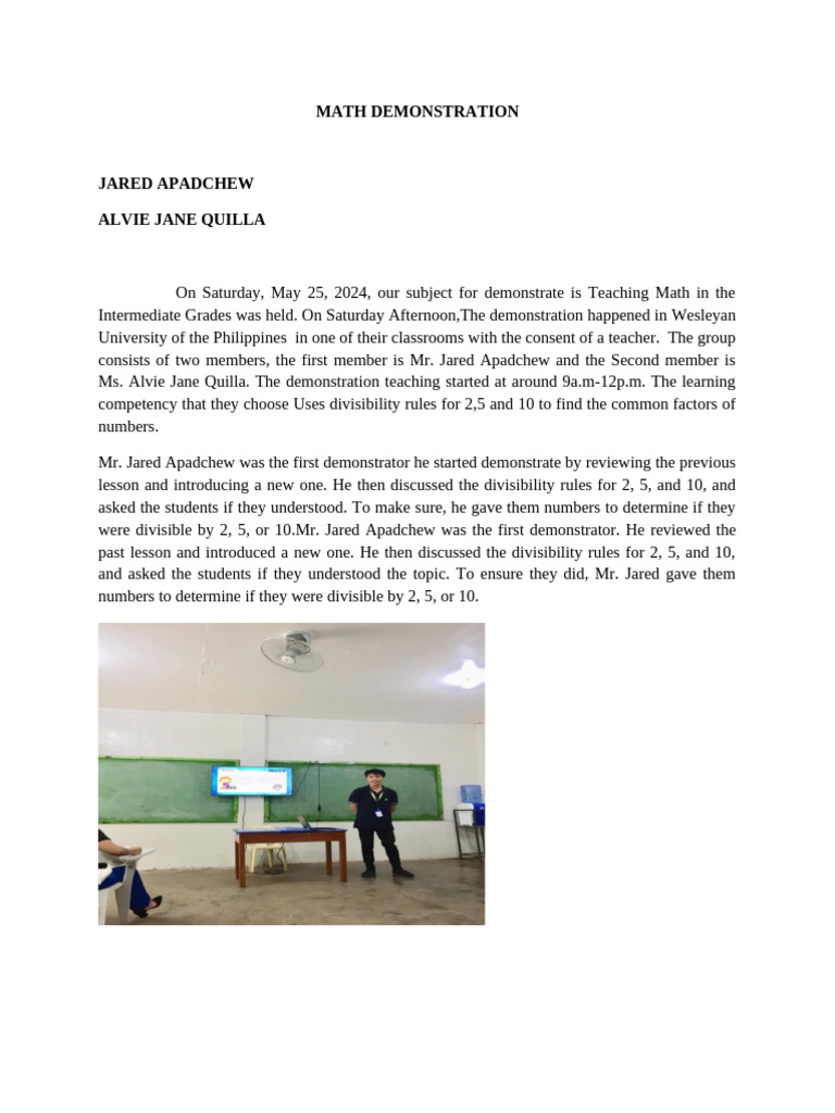QUILLA AND APADCHEW-MATH DEMO (Narrative) | PDF