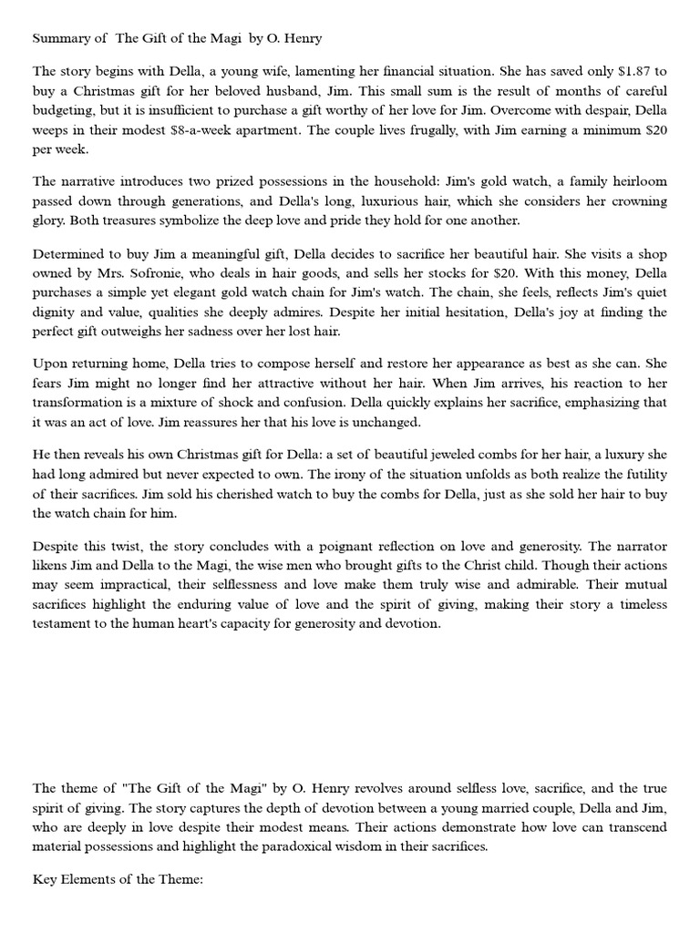 Summary of The Gift of The Magi by O. Henry - 20250303 - 181656 - 0000 ...