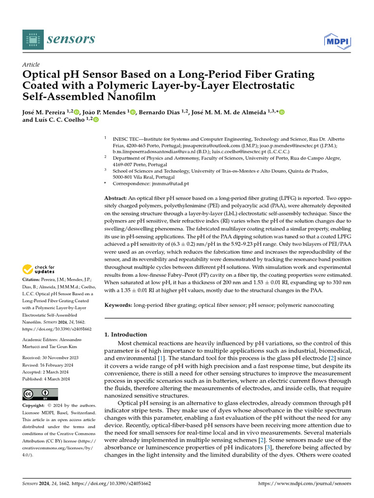 Optical pH Sensor with Fiber Grating | PDF | Optical Fiber | Buffer ...