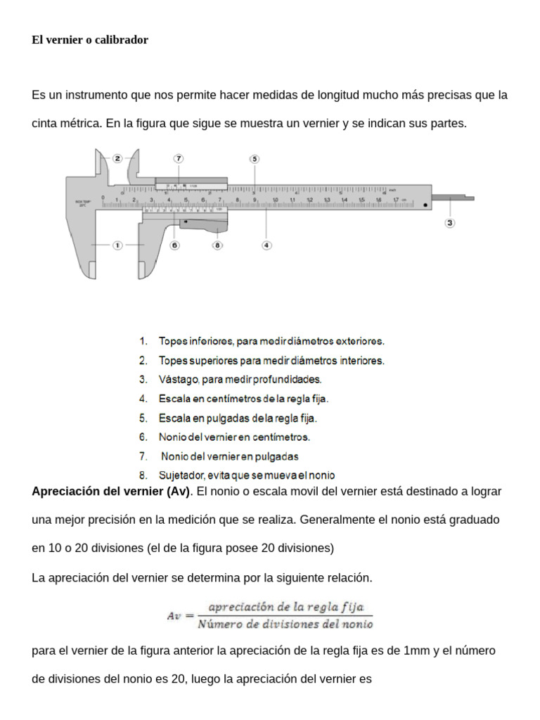 Como usar El vernier o calibrador (1) | PDF