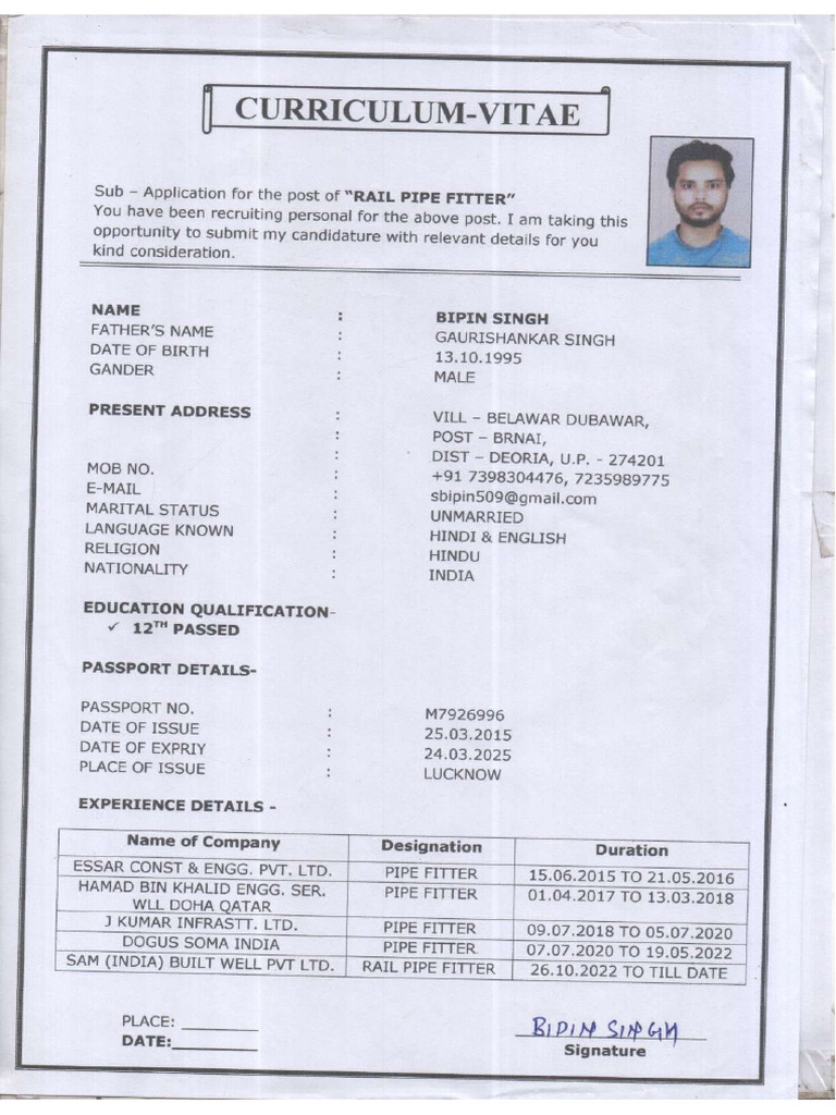 Bipin Singh CV | PDF