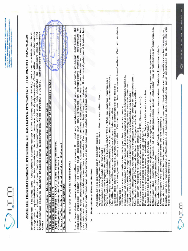 Avis de Recrutement Int & Ext 012 Itm Maint | PDF