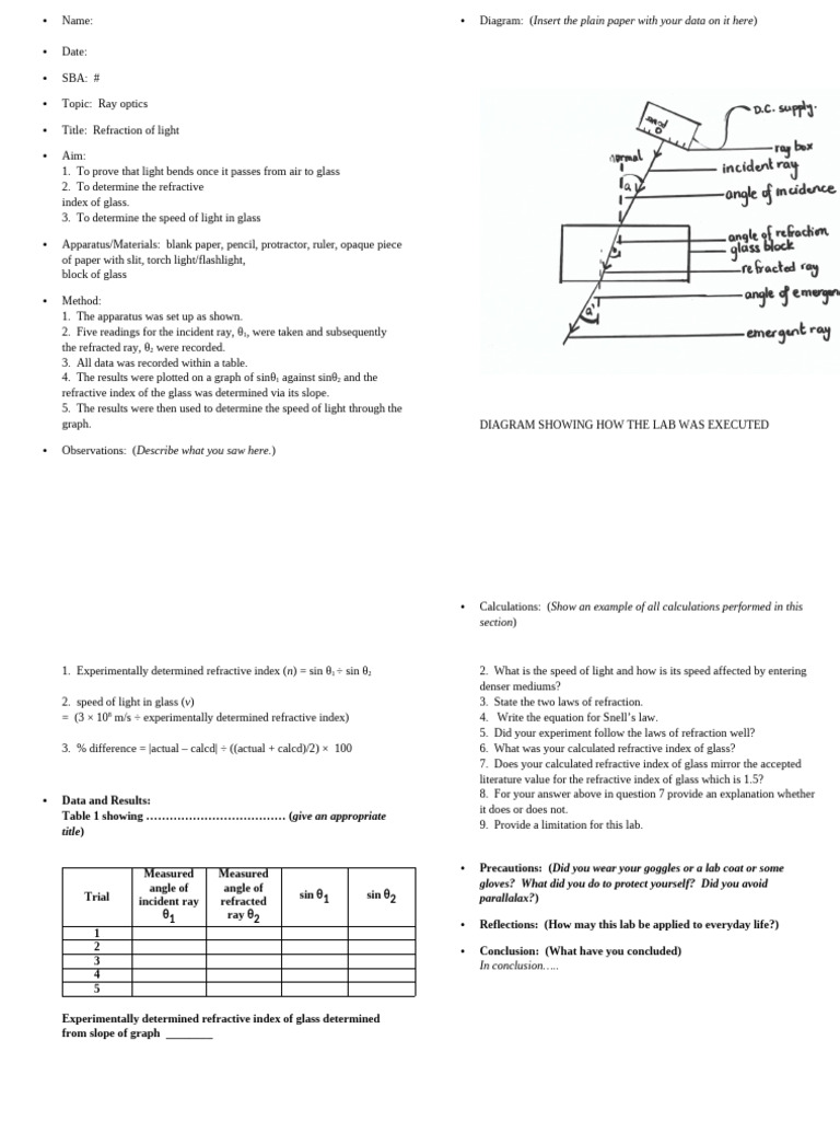 Ray Optics - Refraction of A Single Ray | PDF | Refraction | Refractive ...