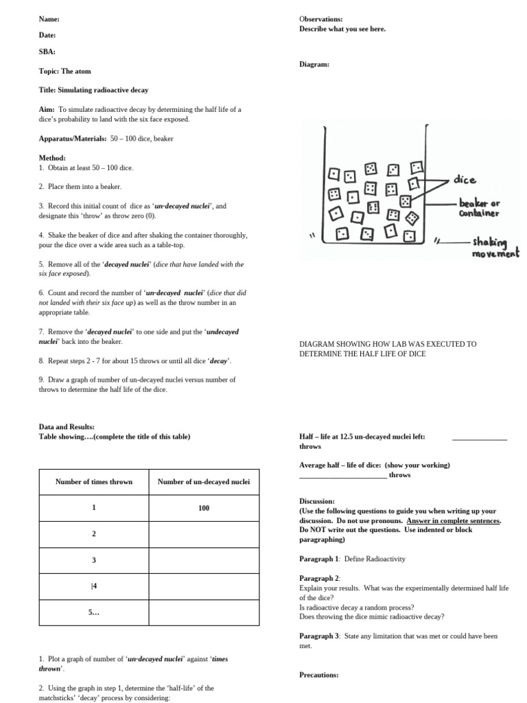 The Atom - Simulating Radioactive Decay | PDF | Experiment | Radioactive Decay