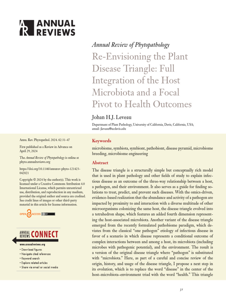 Annurev Phyto 121423 042021 | PDF | Microbiota | Infection
