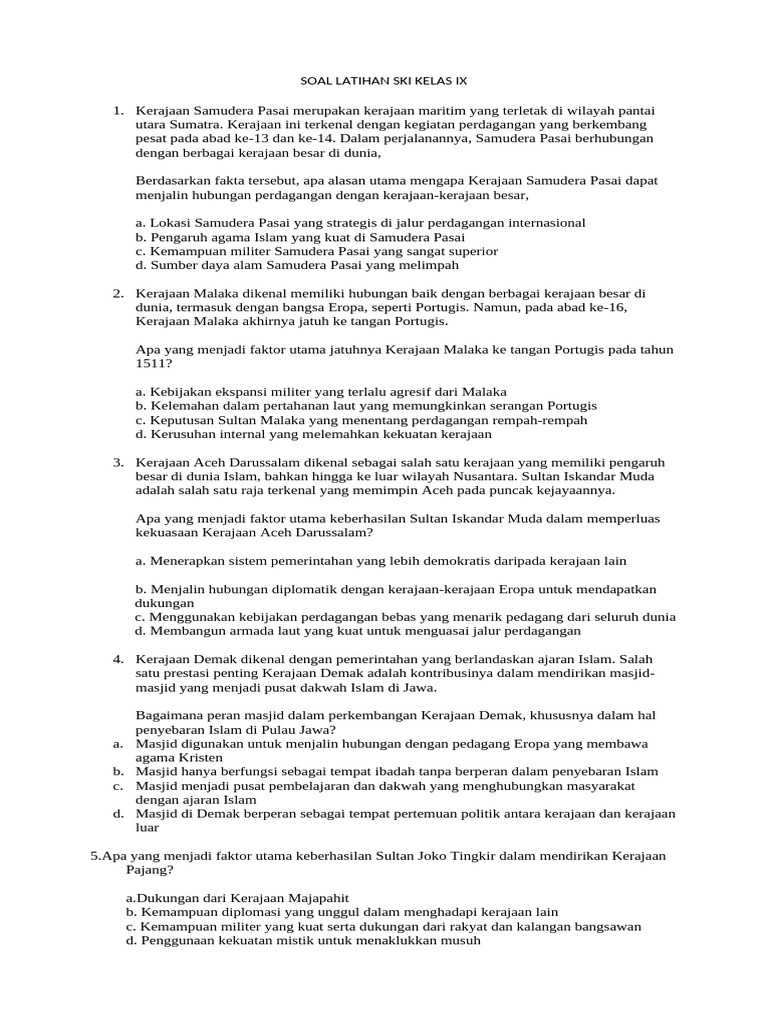 Soal Ski Latihan Kelas Ix | PDF