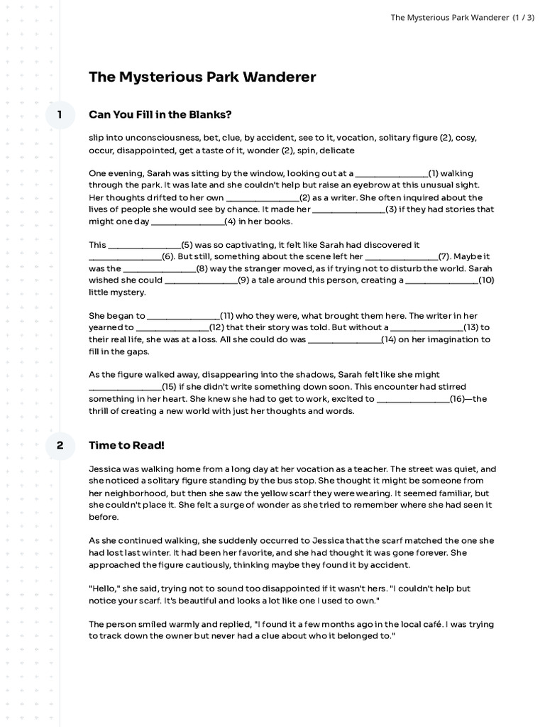 Twee - The Mysterious Park Wanderer (1) | PDF