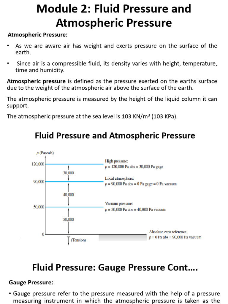 Fluid and Atmospheric Pressure Explained | PDF | Pressure Measurement ...