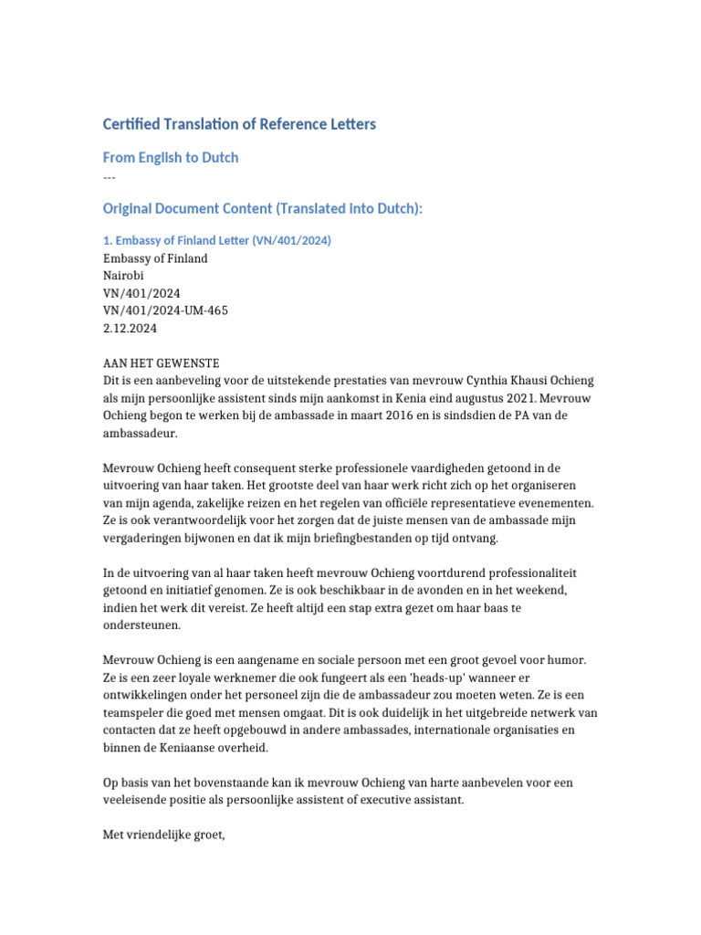 Certified Translation Reference Letters | PDF