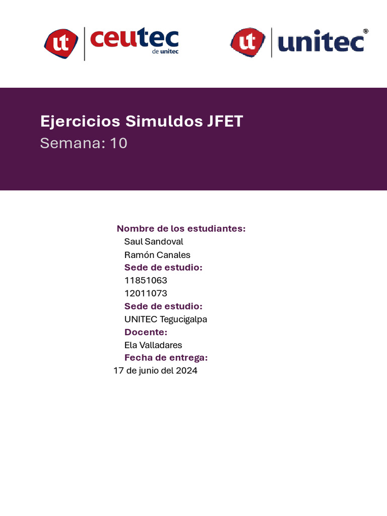 Ejercicios Simulados Jfet Sem 10 | PDF