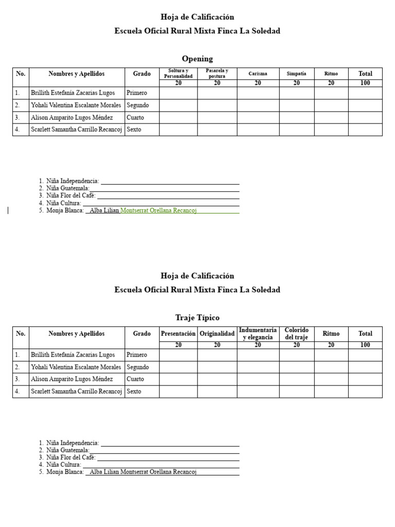 Aspectos A Calificar Elección | PDF
