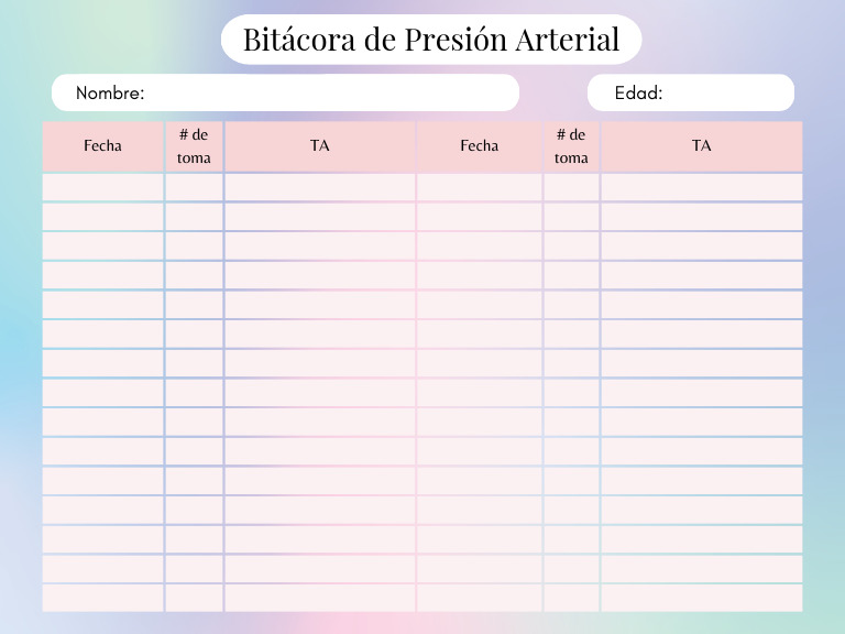 Bitácora de Presión Arterial PDF | PDF