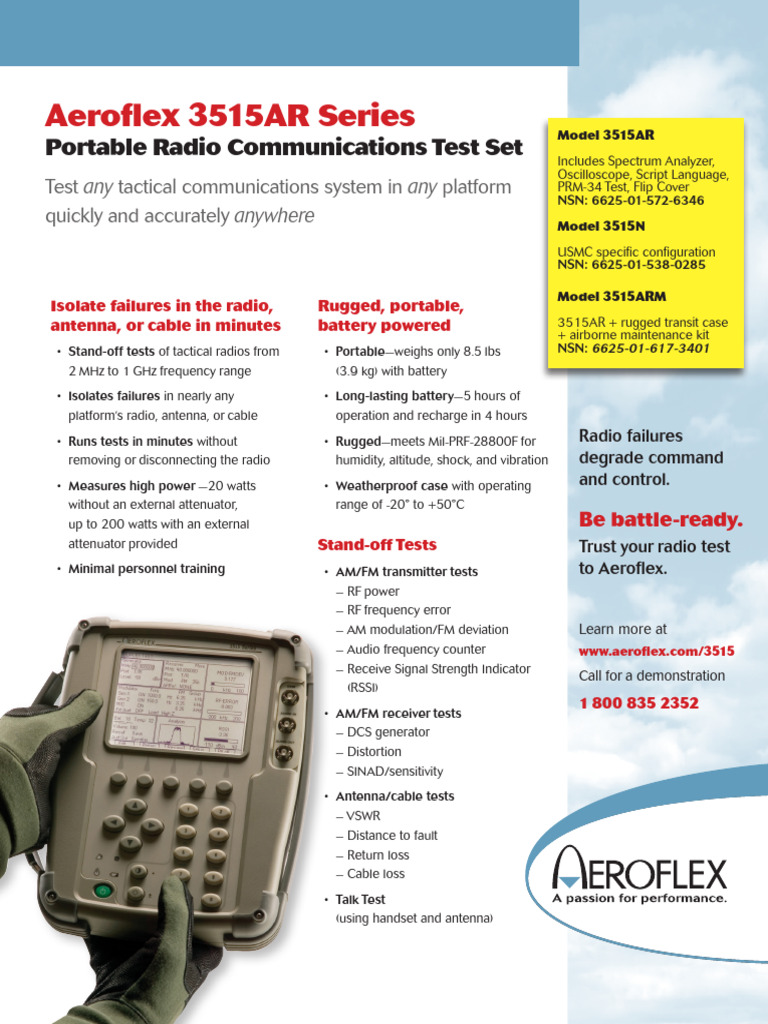 Aeroflex 3515AR Specification Sheet | PDF | Radio | Transmitter