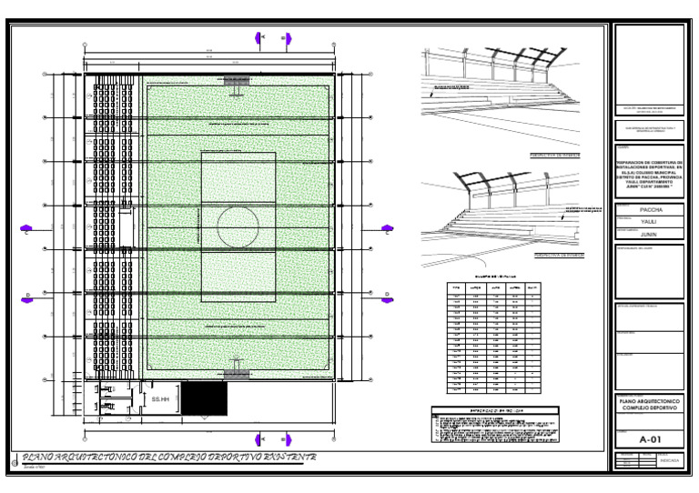 Plano Arquitectonico Del Complejo Deportivo Existente: Ss - HH | PDF