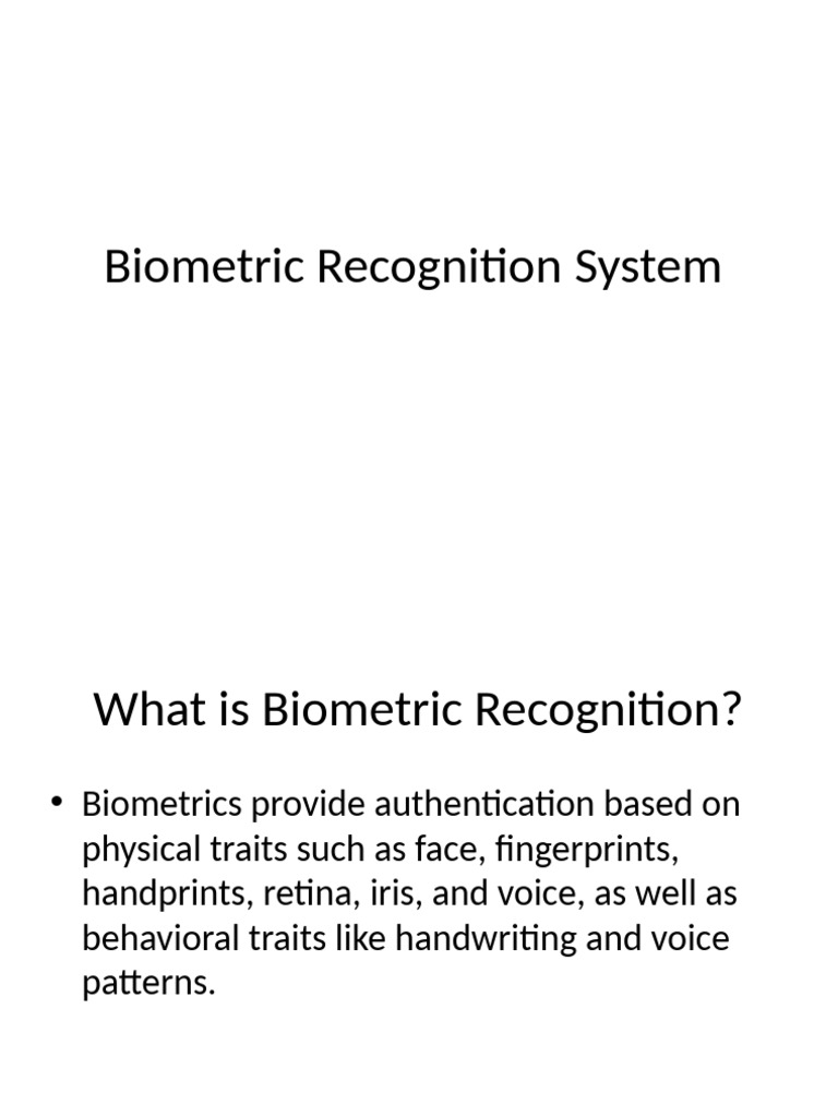 Biometric Recognition System | PDF