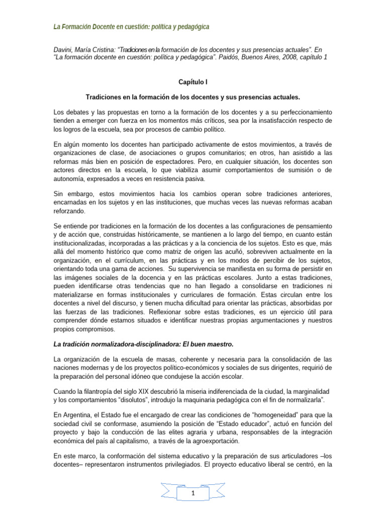 3..davini La Formacion Docente PDF | PDF | Enseñando | Pedagogía