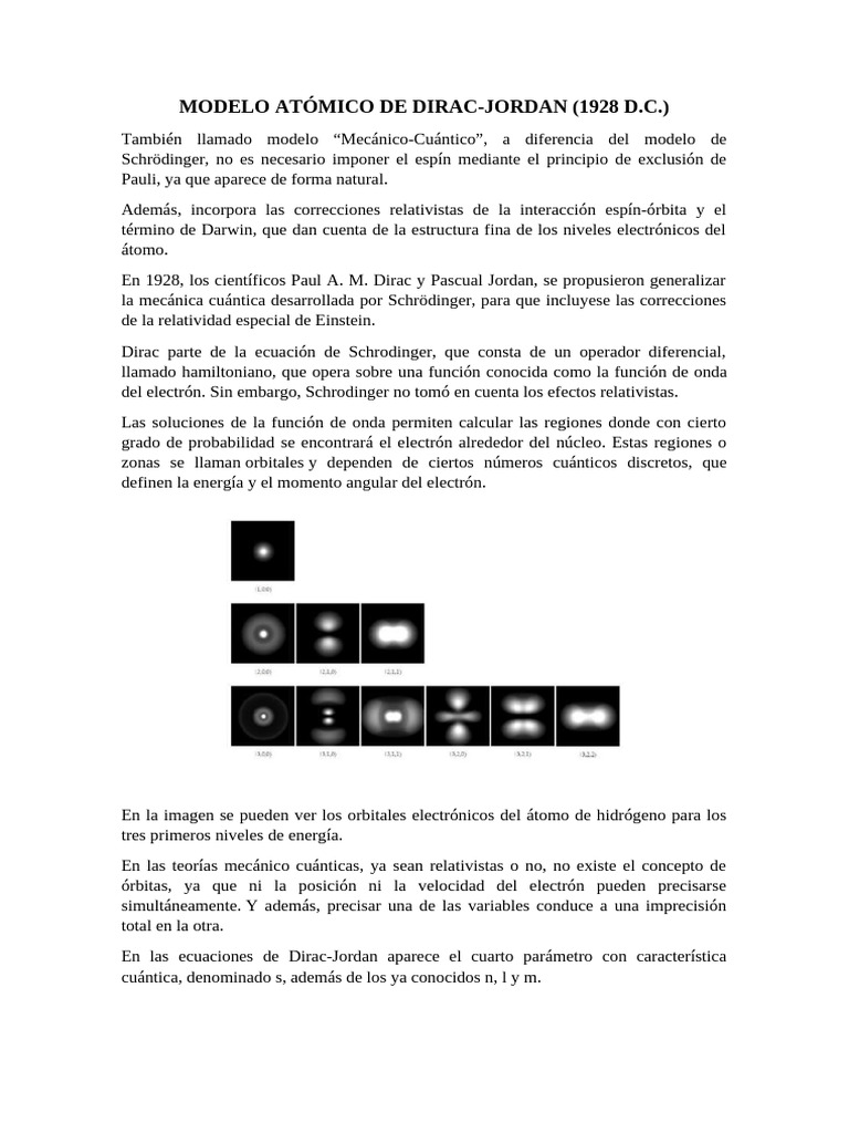 Modelo Atómico de Dirac-Jordan 1928 | PDF | Núcleo atómico | Átomos