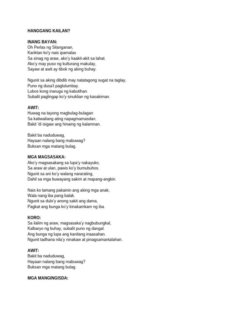 Hanggang Kailan Final Revised Script 1 | PDF