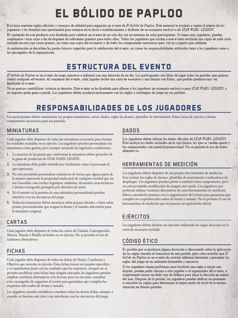 Reglas para el evento El bólido de Paploo | PDF