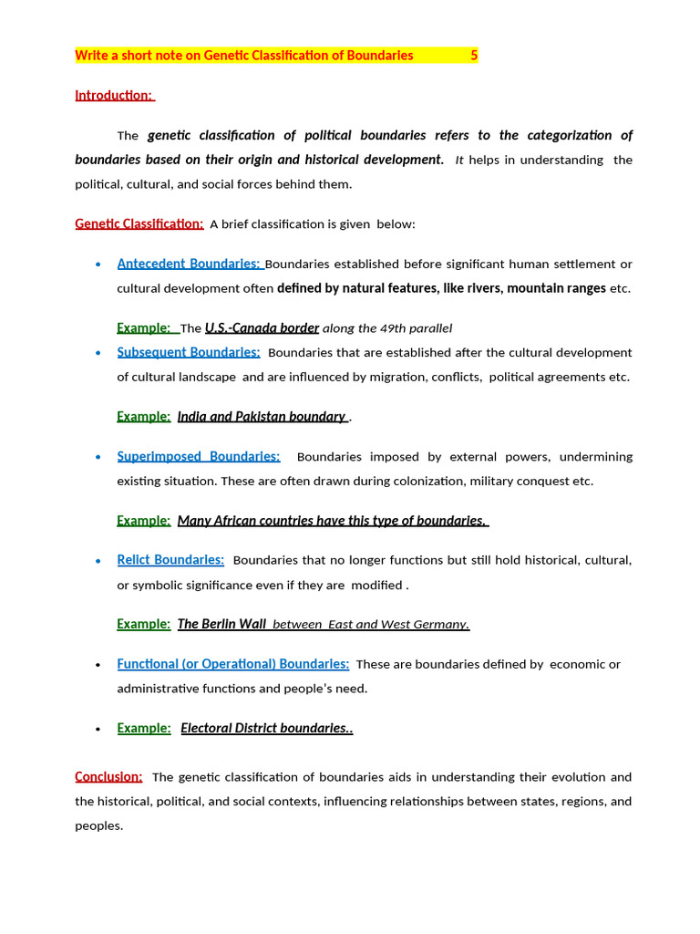 GENETIC CLASSIFICATION OF BOUNDARIES 5 / 10 Marks | PDF