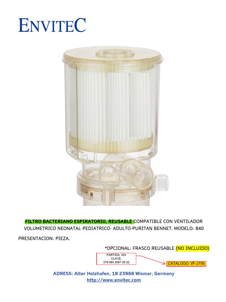 Filtro Exhalatorio PB 840 | PDF