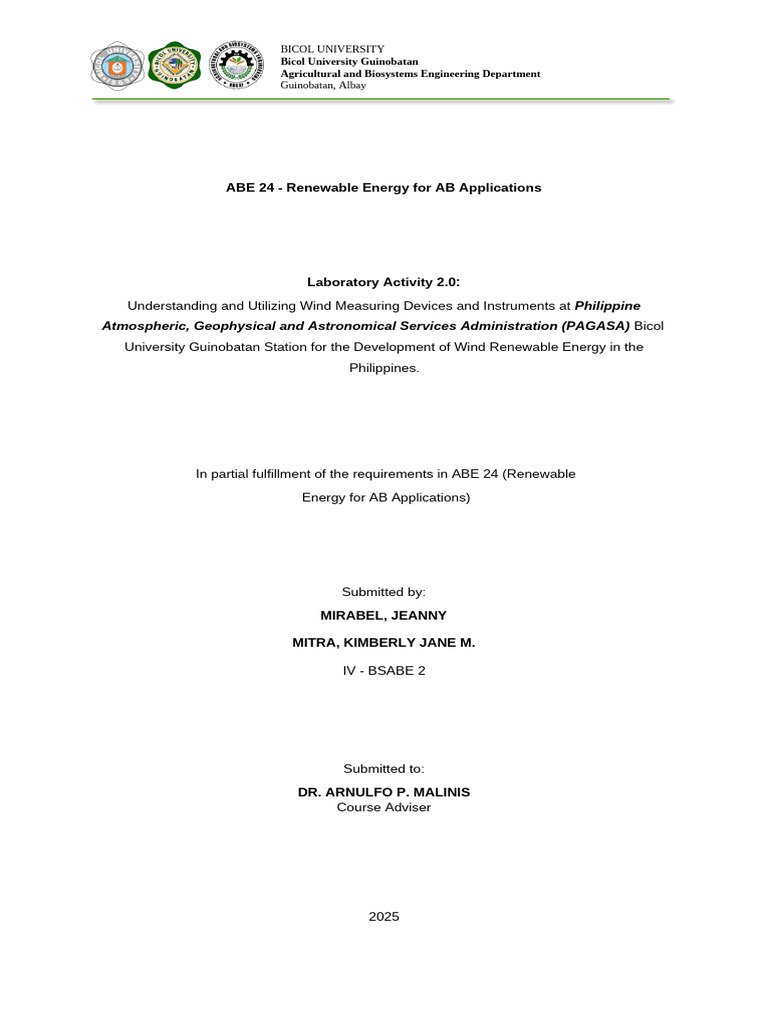 Mirabel Mitra Laboratory 2 | PDF | Meteorology | Wound