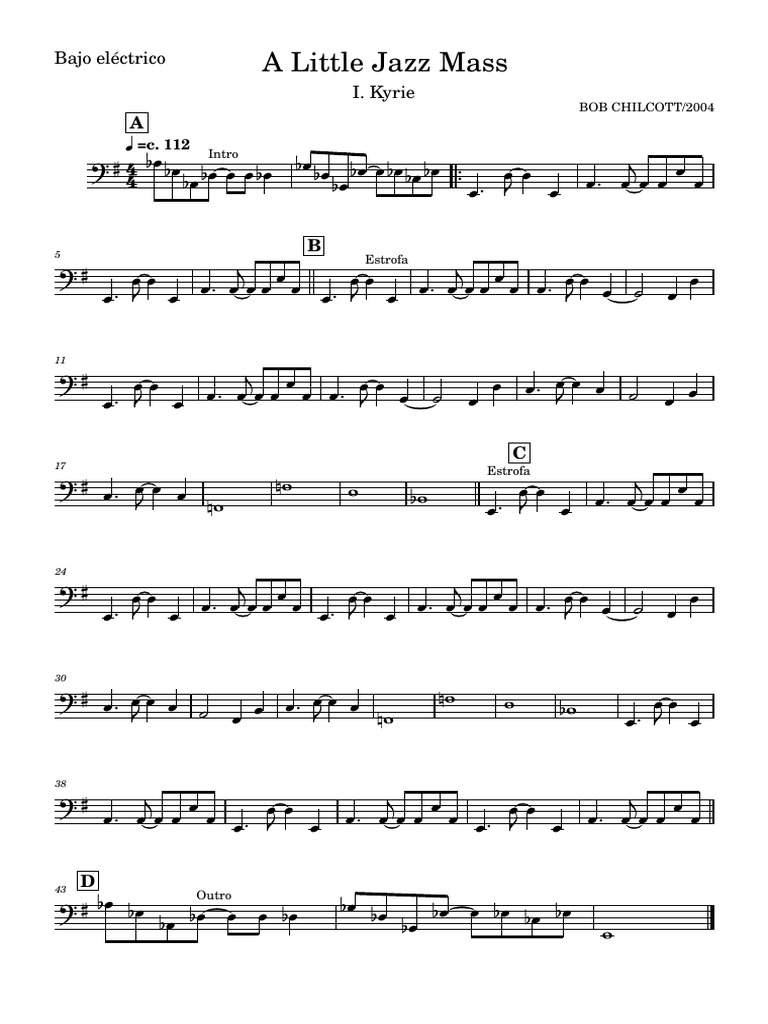 A Little Jazz Mass - I Kyrie-Bajo - Eléctrico | PDF