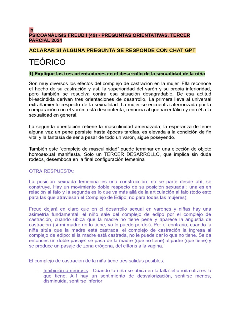 DRIVE Respuestas 3er Parcial PSA | PDF | Mente inconsciente | Complejo de Edipo