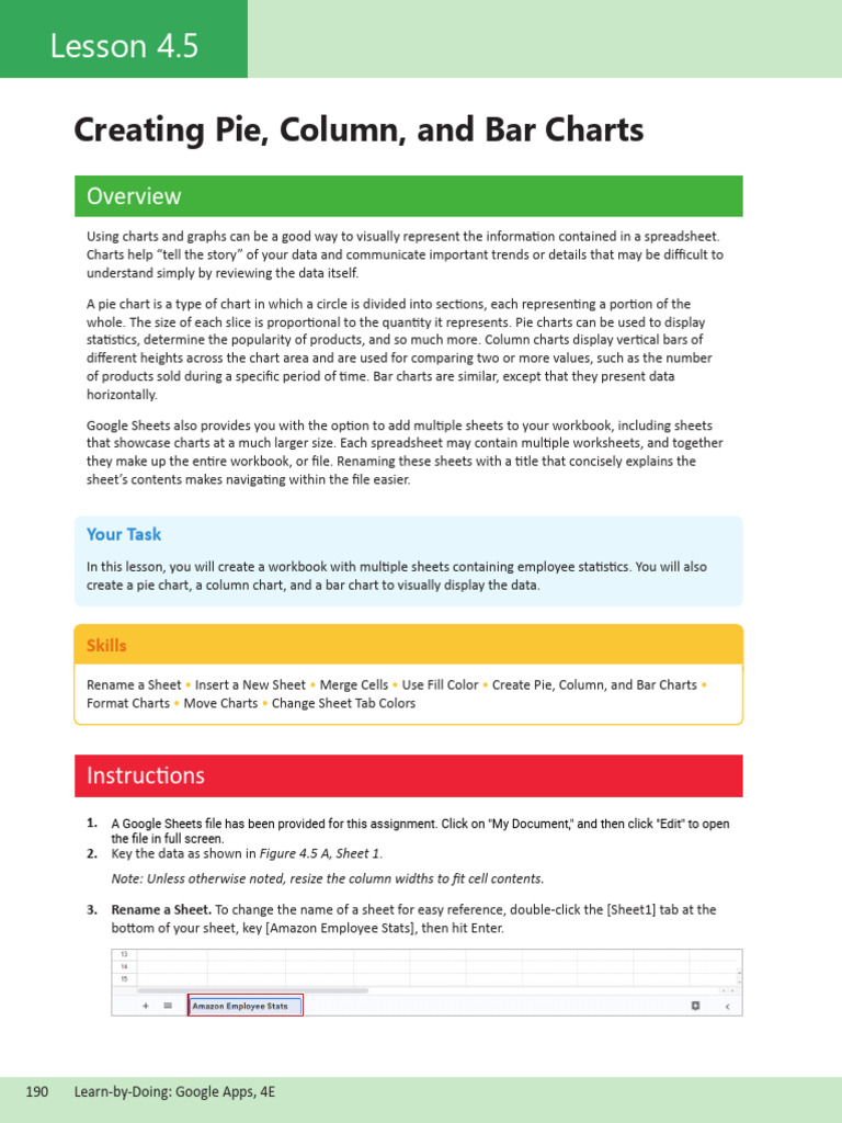 Lesson_4.5_-_Creating_Pie_Column_and_Bar_Charts (1) | PDF | Spreadsheet | Chart