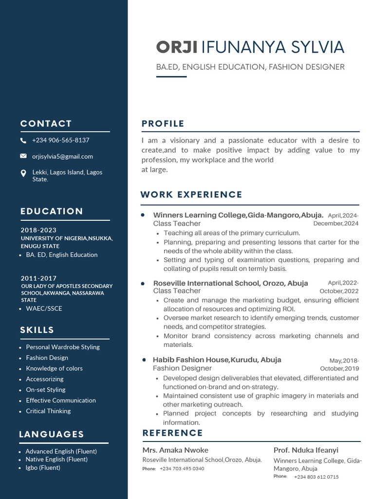 Orji Ifunanya Sylvia - 20250215 - 215219 - 0000 | PDF | Teachers | Learning