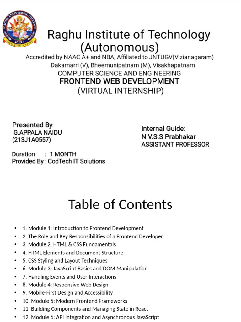 Frontend Web Development Internship Balanced 15 Slides | PDF | Responsive Web Design | Document ...