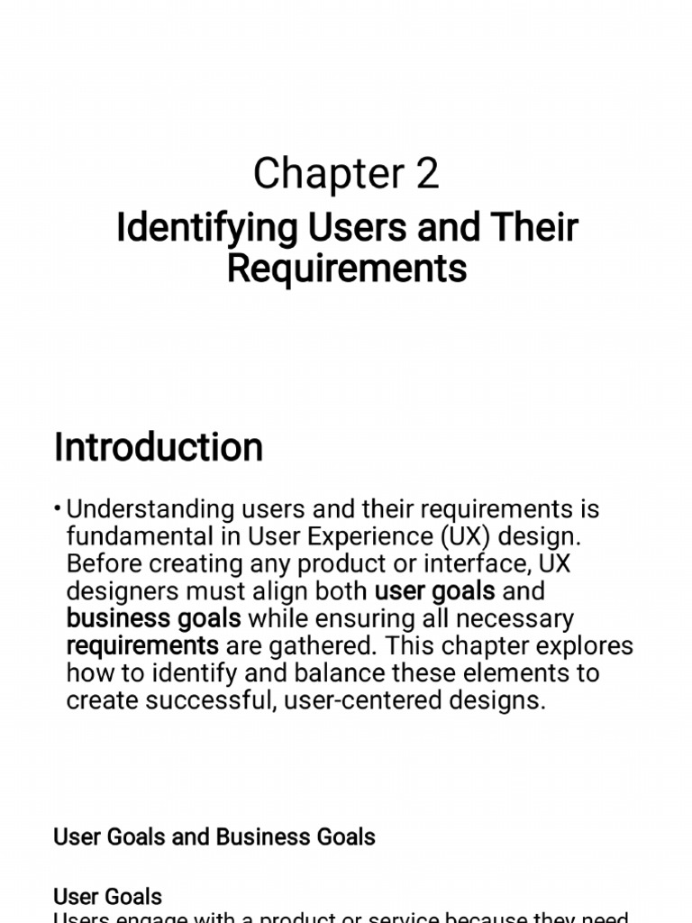 UX - Chapter - 2 - Identifying Users and Their Requirements | PDF | Usability | Information ...