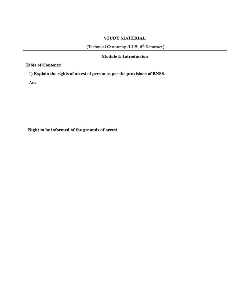 NEW - Study Material1 | PDF | Arrest | Bail