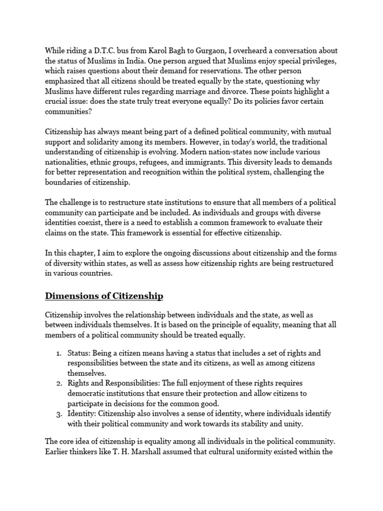 Citizenship and Diversity | PDF | Multiculturalism | Citizenship